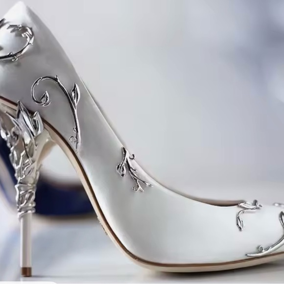 Shoes | Elegant White Heels With Silver Accents | Poshmark